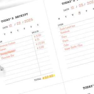 Printable Today’s Receipt 4 Pages of Today’s Receipt on Letter & A4 ...