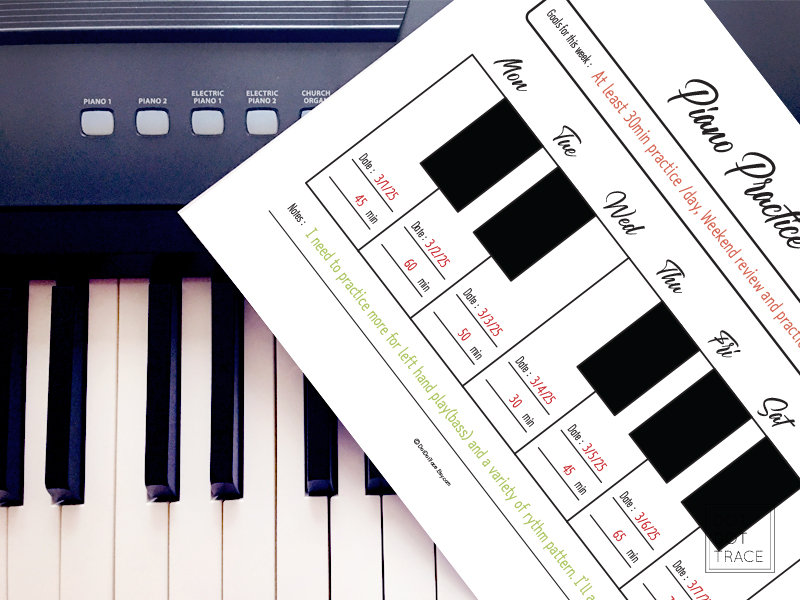Printable Weekly Piano Practice Chart Piano Practice Log Piano - Etsy