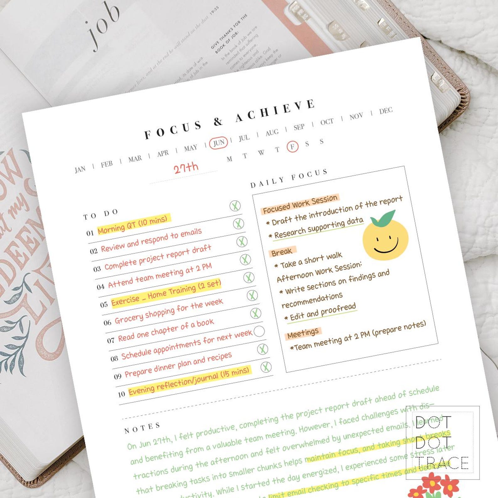 Printable Focus & Achieve Daily to Do List Productive Planner ...