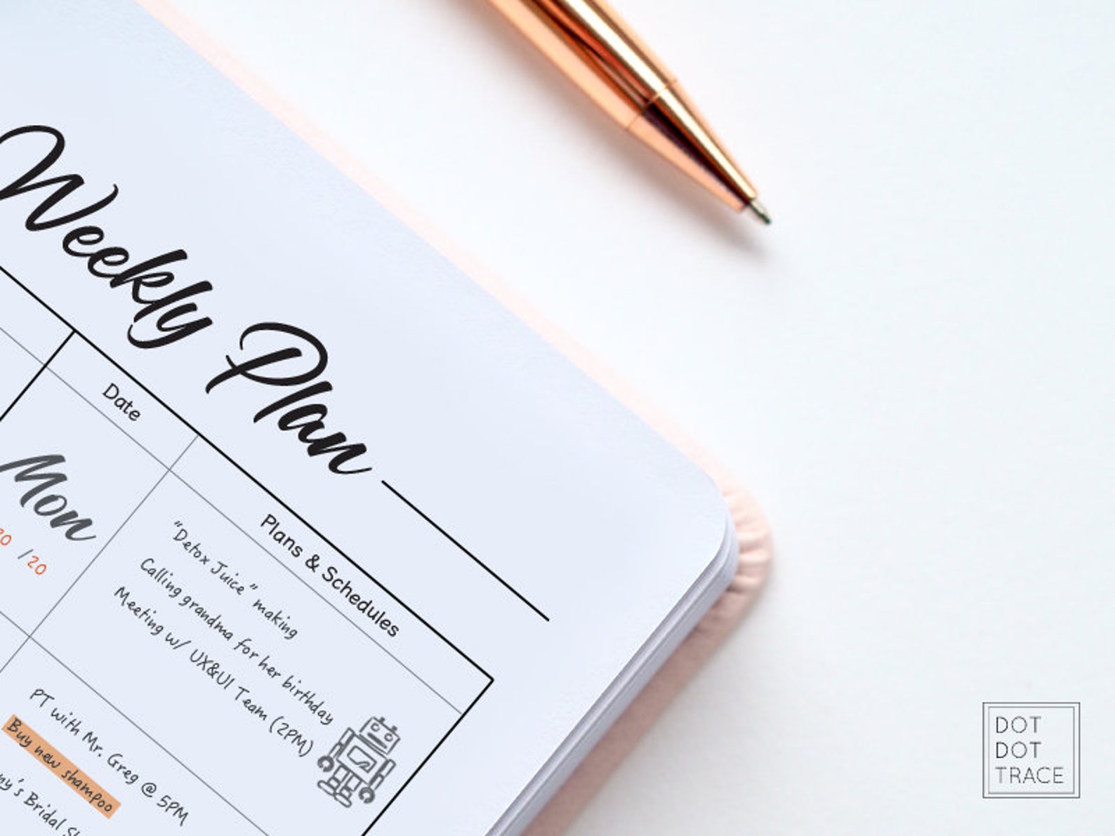 Printable 5 Work Day Planner 5 Day Planner Weekly Planner | Etsy