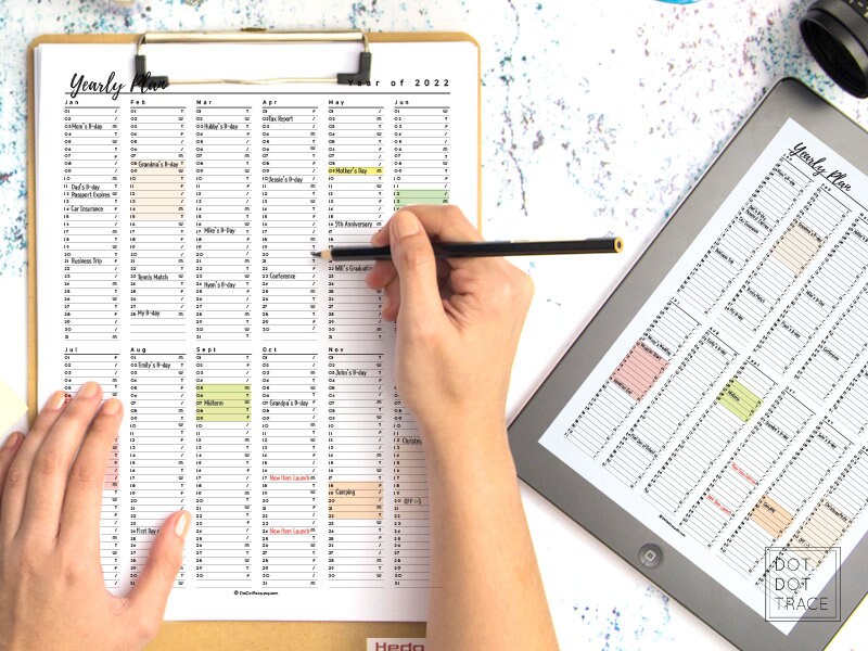 Printable 2022 Planner Year at a Glance Monthly Planner Daily | Etsy