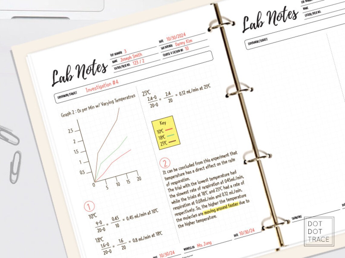 Printable Student Lab Notes Lab Notes Student Planner | Etsy