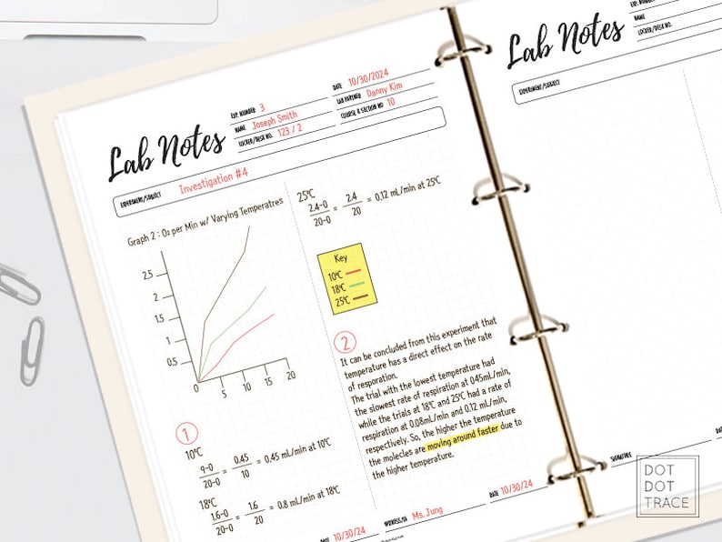 Printable Student Lab Notes Lab Notes Student Planner - Etsy