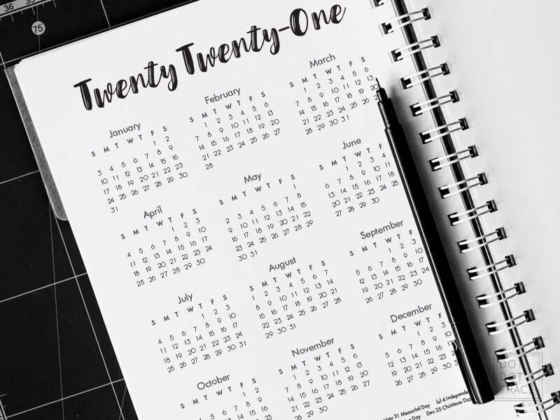 A5_printable 2021 US Calendar Twenty Twenty One Calendar 2021 | Etsy