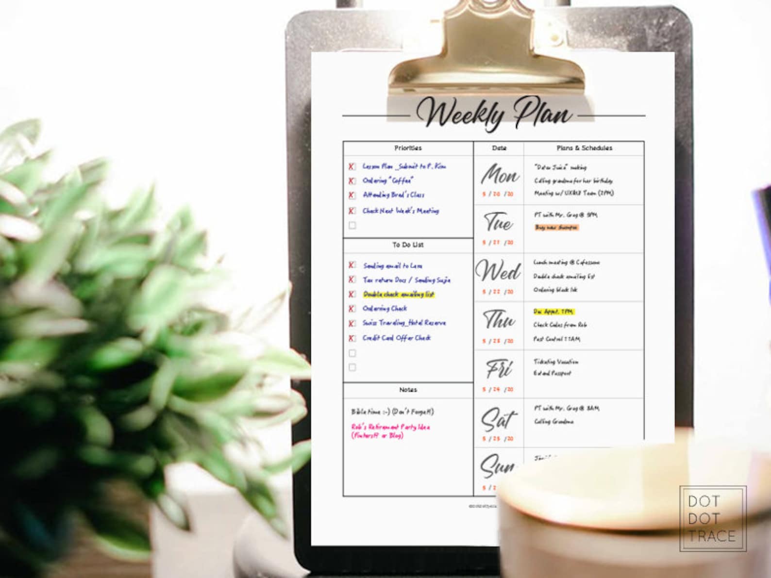 A5_monday Start Printable Weekly Planner Daily Planner 7 Day Planner ...