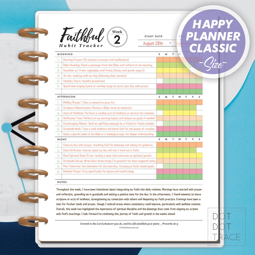 Printable Happy Planner Classic Sized 5 Week Faithful Habit Tracker ...