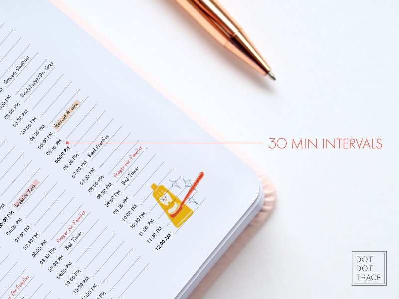 Printable 30 Min Intervals Weekly Planner 7 Day Planner Daily | Etsy