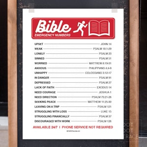 Printable Bible Emergency Numbers Chart: Christian Gift (PDF Download ...