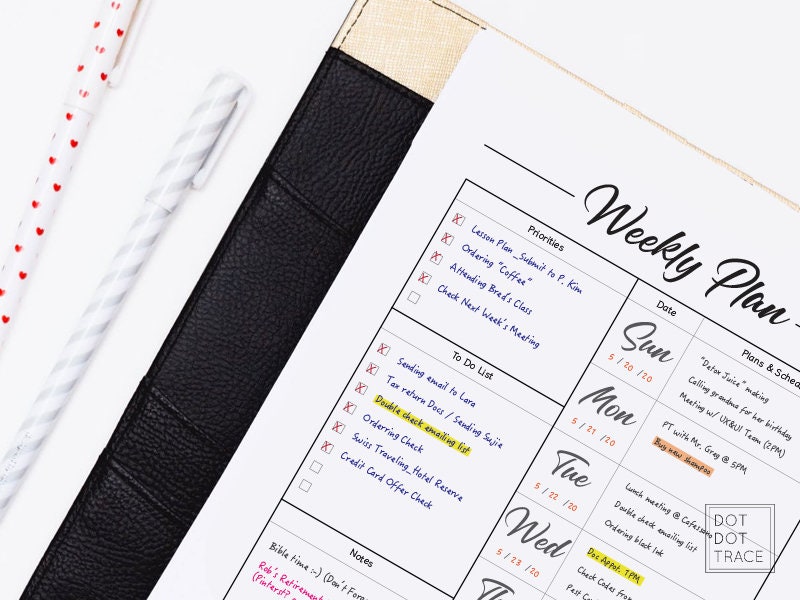 A5_sunday Start Printable Weekly Planner Daily Planner 7 Day - Etsy