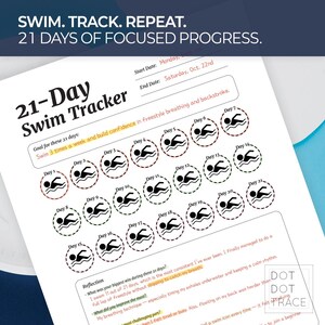 Printable 21-day Swimming Tracker Minimal Swim Log PDF Habit Tracker ...