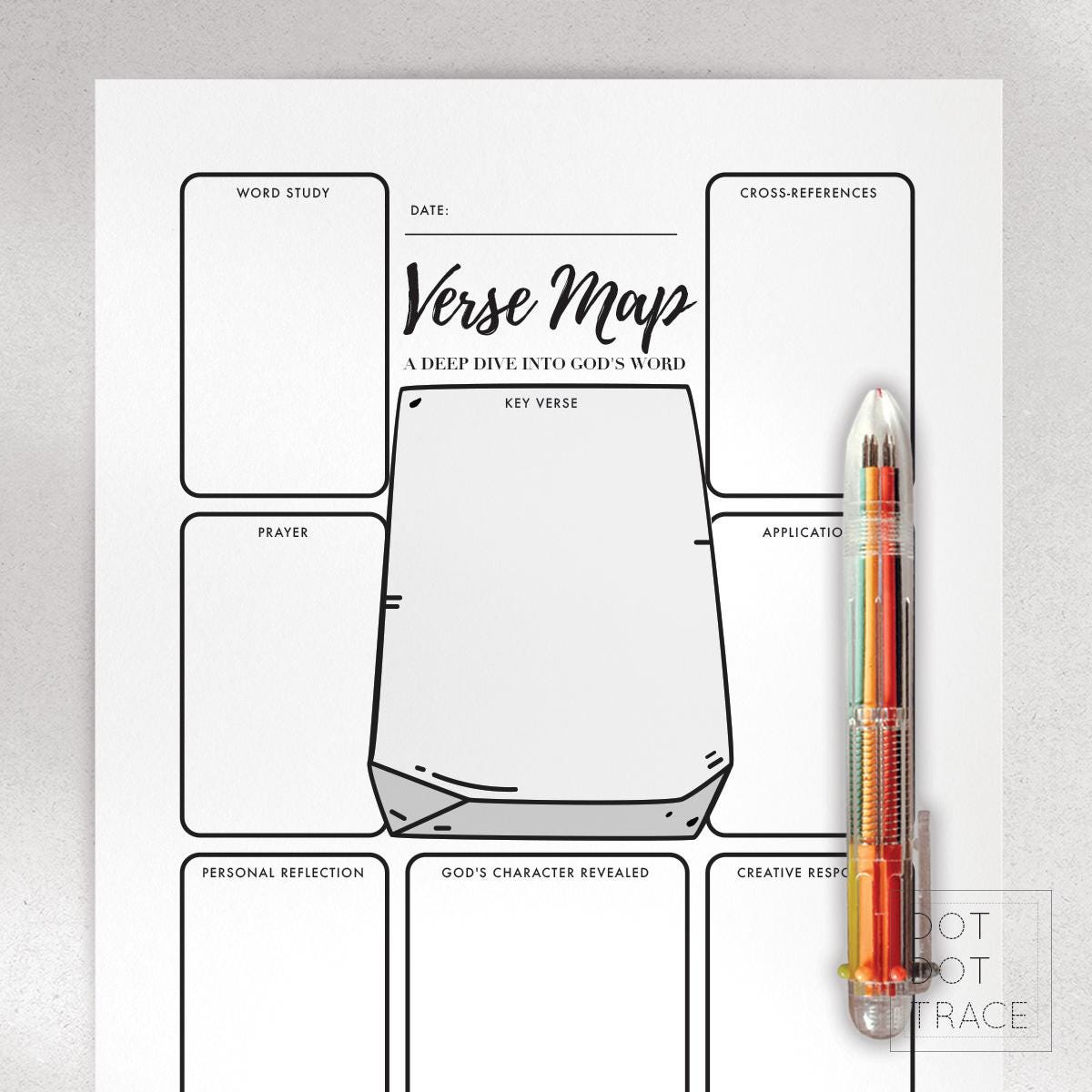Printable Bible Verse Mapping Template: Scripture Study Journal (happy ...