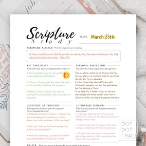 Printable Scripture Study Journal Template: Christian Reflection Notes ...