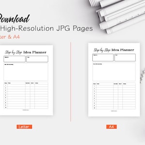 Printable Step by Step Idea Planner Idea Planner Brainstorming Process ...