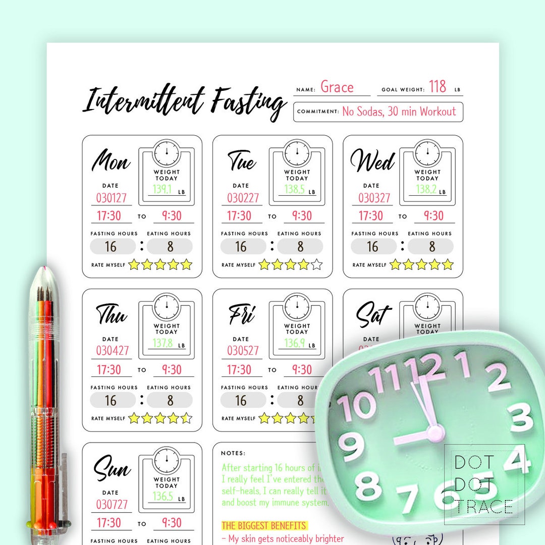 Printable 7 Day Intermittent Fasting Tracker Intermittent Fasting Log ...