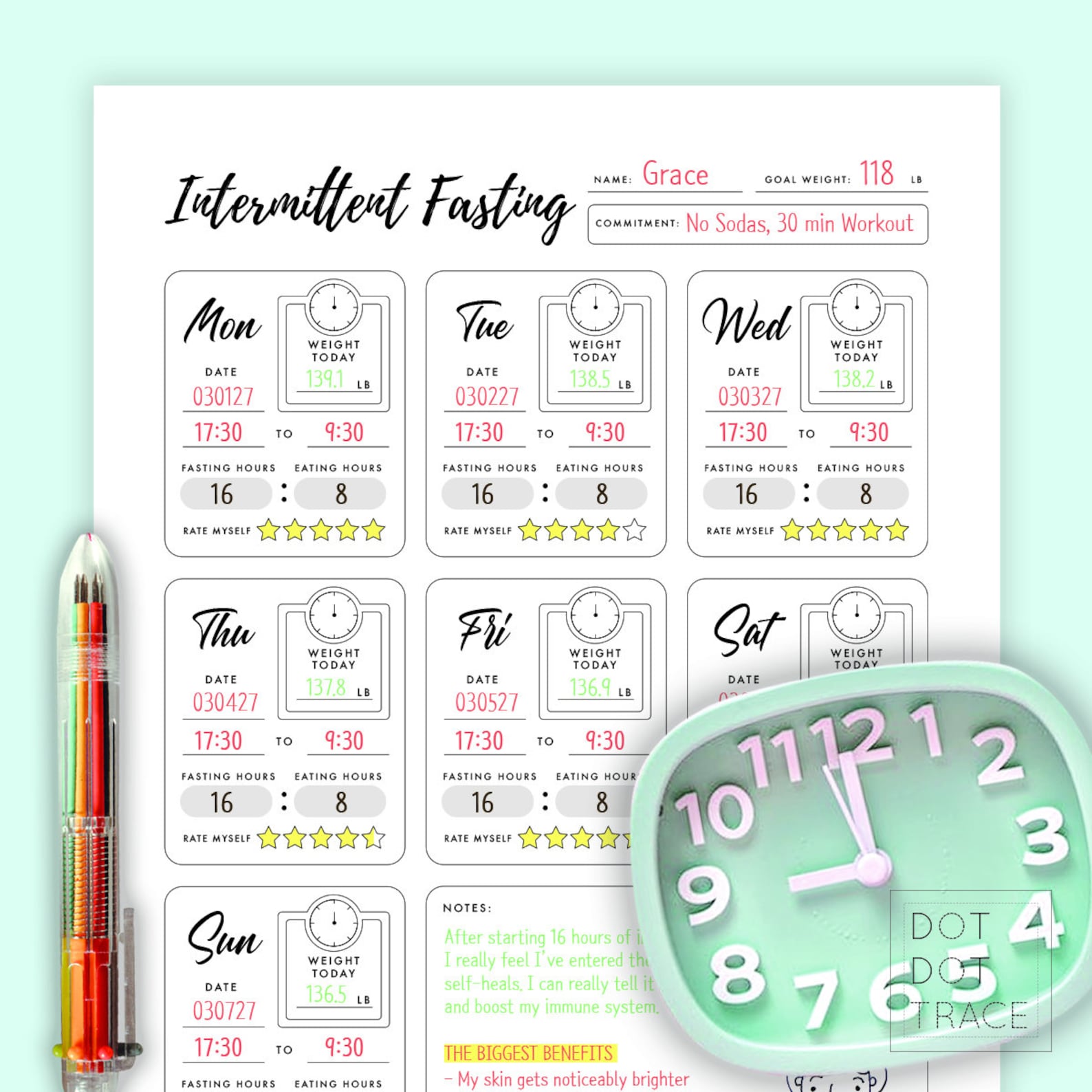 Printable 7 Day Intermittent Fasting Tracker Intermittent Fasting Log ...