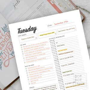 Printable 7 Day Minimal Planner Daily Schedule Top 3 Priorities To-dos ...