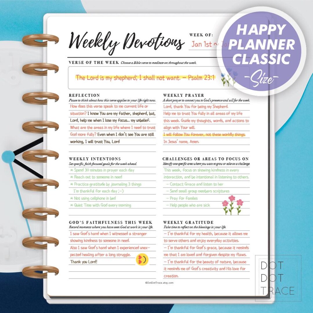 Weekly Devotions Printable: Classic Happy Planner Size (PDF) - Etsy