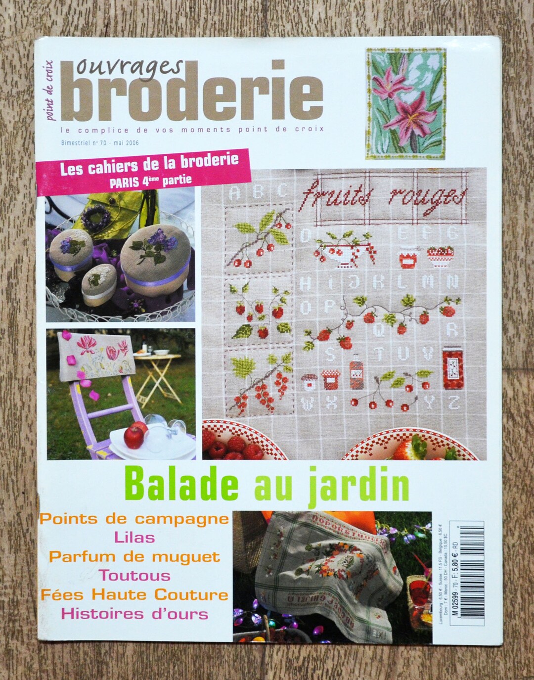 Magazine Ouvrages Broderie 70 of May 2006 / Stroll in the Garden, Cross ...