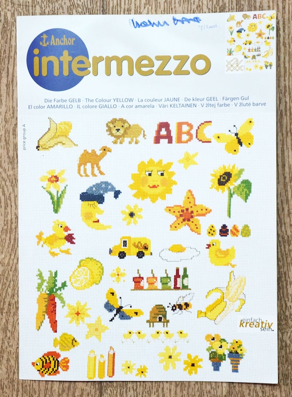 Intermezzo Sheet / the Color Yellow Embroidery Grid Cross | Etsy