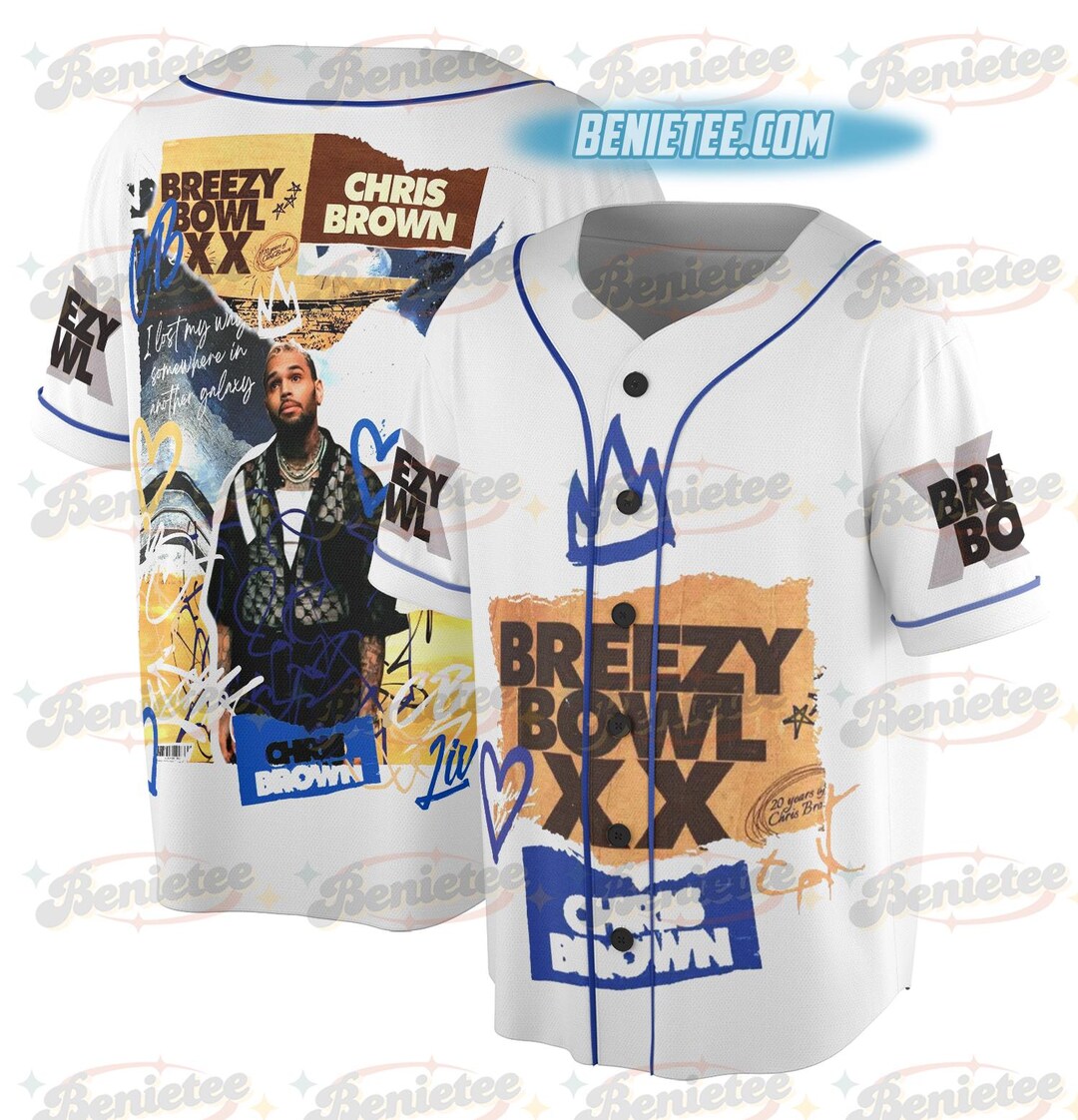 Chris Brown Vintage Middle Finger Vintage Jersey, Concert 2025 Baseball ...