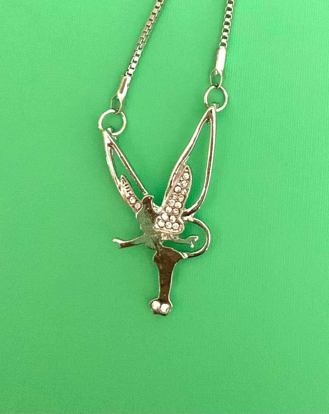 Tinker Bell Necklace | Silver Crystal Tinkerbell Girls & Women ...