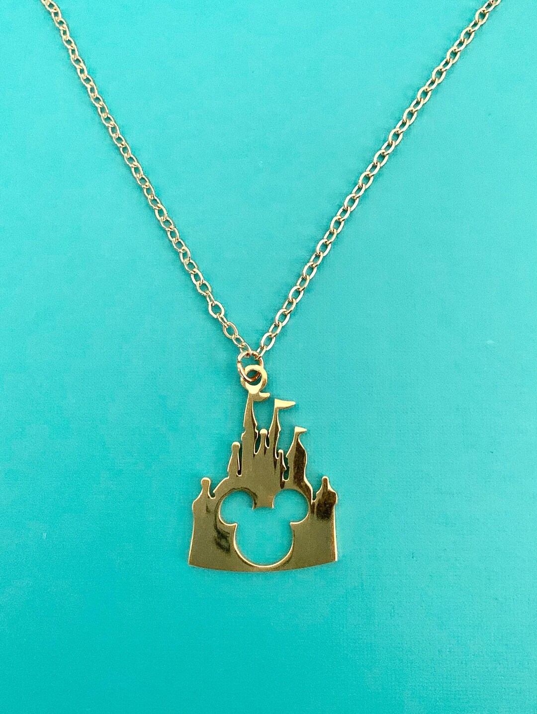 Disney Castle Necklace | Mickey Cinderella Princess Gold Jewelry ...
