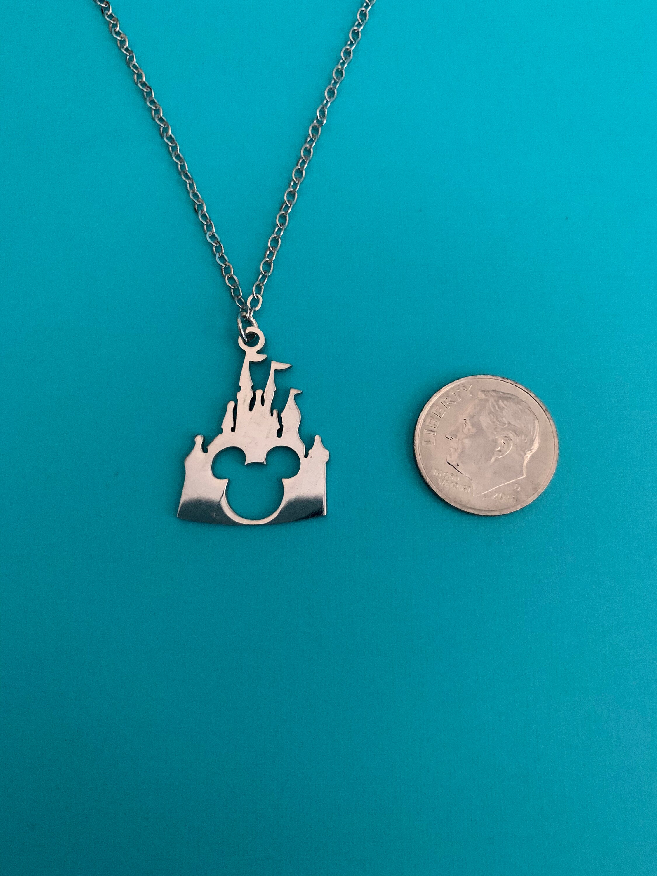 Disney Castle Necklace Mickey Cinderella Princess Silver | Etsy