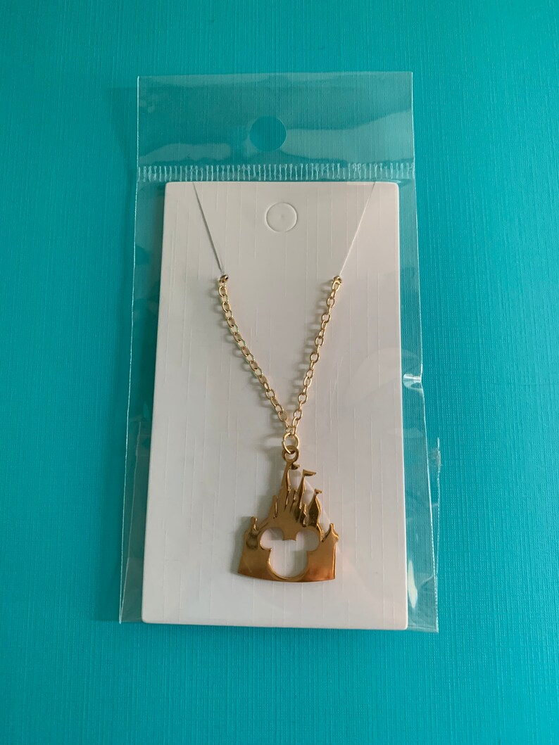 Disney Castle Necklace Mickey Cinderella Princess Gold | Etsy