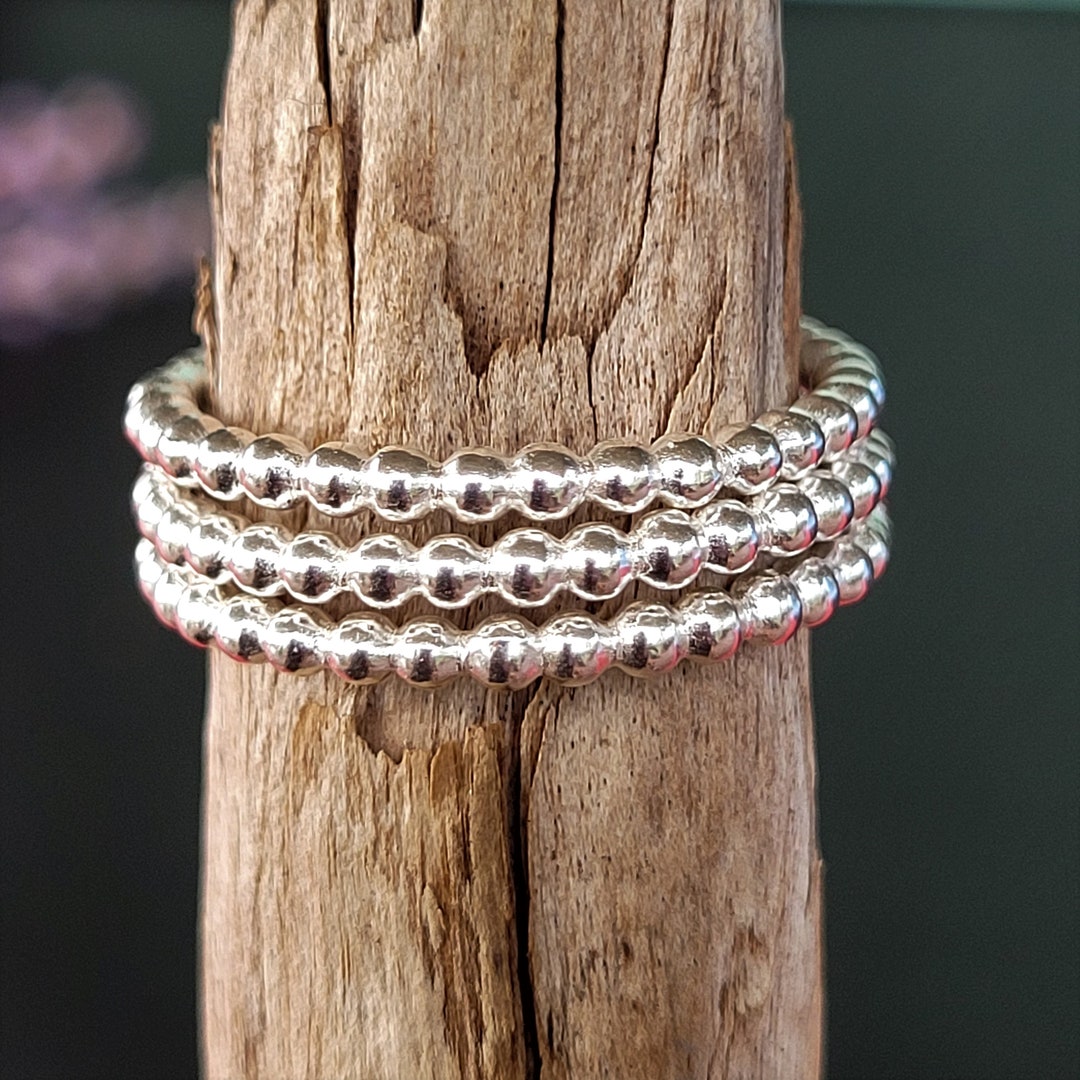 Round Ball Sterling Silver Ring - Sterling Silver Stacker Ring - Full ...