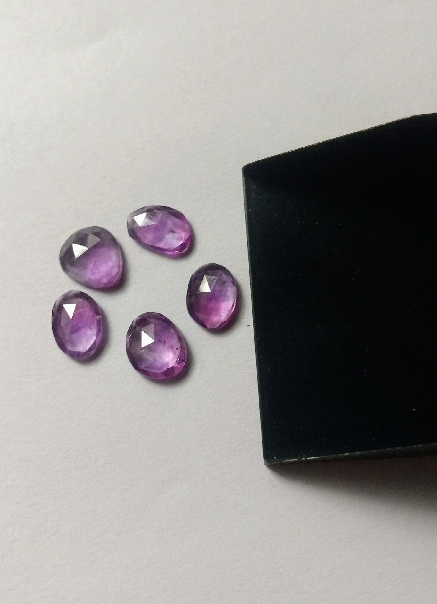 5 Pcs Lot Amethyst Natural Rose Cut Stone Amethyst Cabochon - Etsy