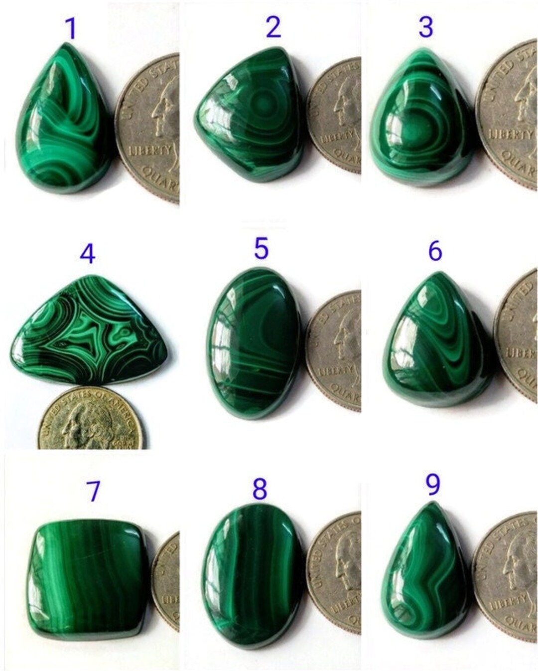 Attractive Malachite Natural Cabochon, Mix Shape, Size 20-30 Mm ...
