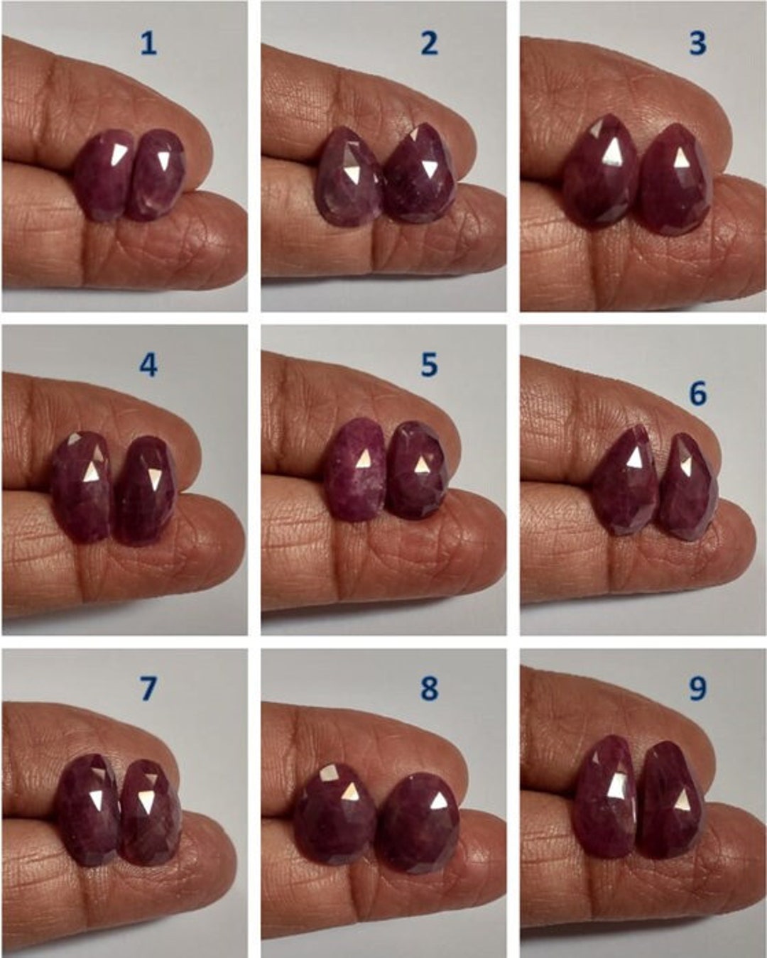 Natural Matching Ruby Gemstone Pairs, Loose Rose Cuts Stone for Earrings Making, Ruby Faceted ...