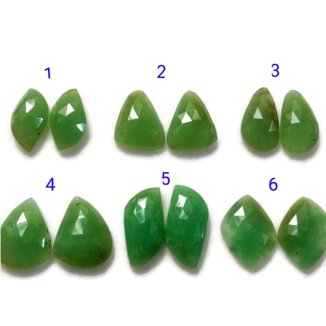 Loose Natural Chrysoprase Rose Cut Pairs, 13 to 18 Mm Mix Shape Green ...