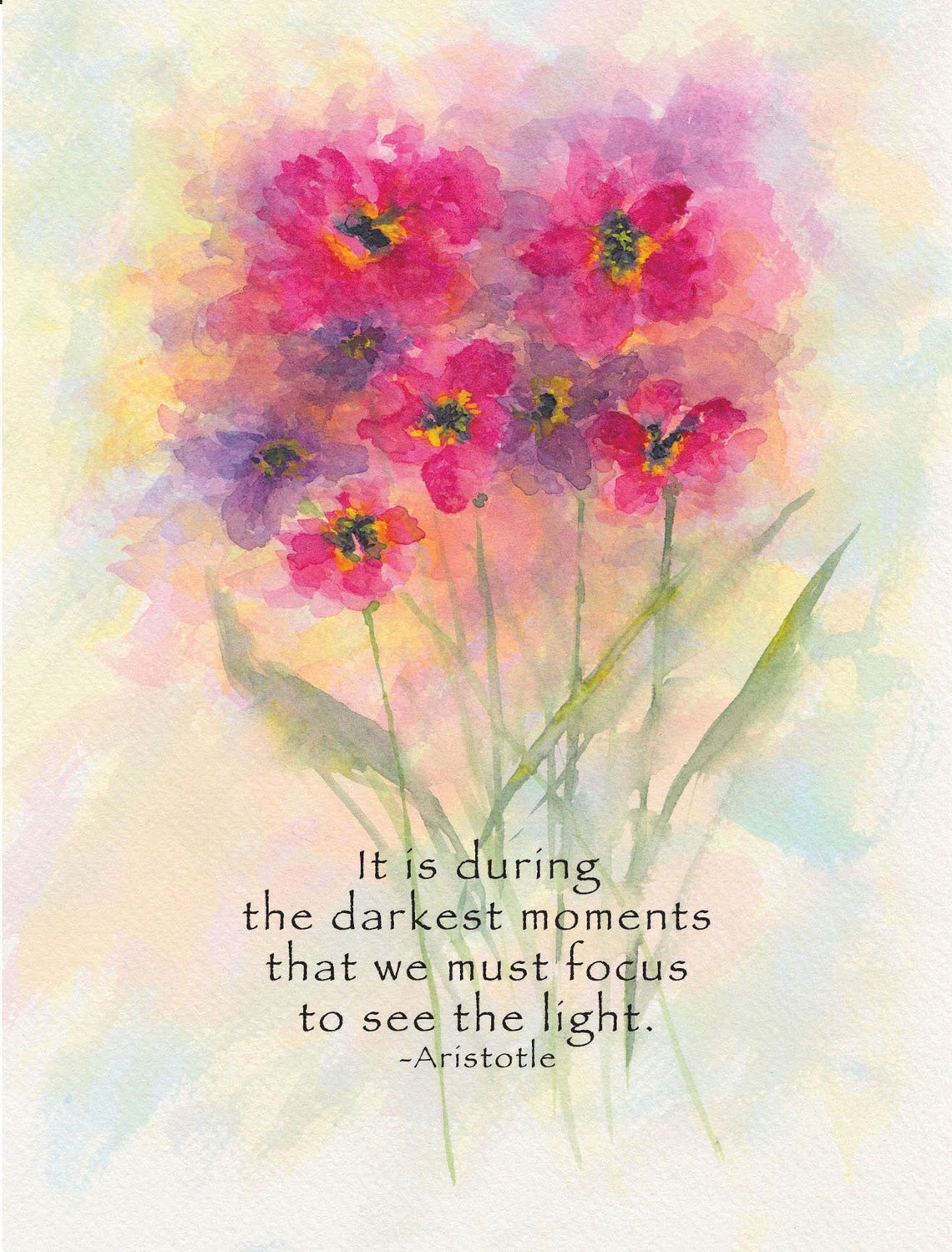 Sympathy Note Card - See the Light Aristotle Quote - A2 Size Card With ...