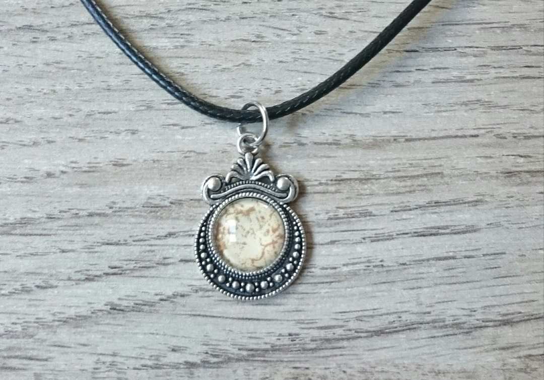 Vielli Silver Metal Pendant and Golden Marbled Cabochon - Etsy