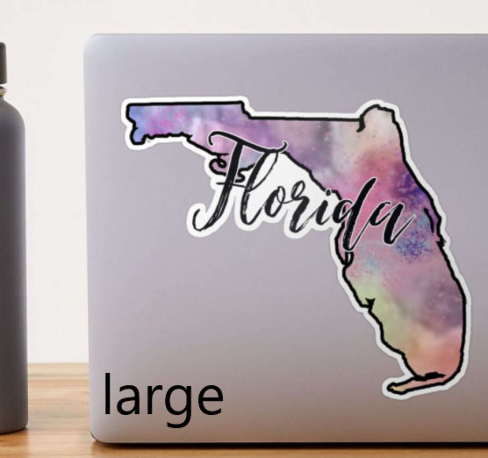 Florida Watercolor and Cursive Lettering Sticker - Etsy