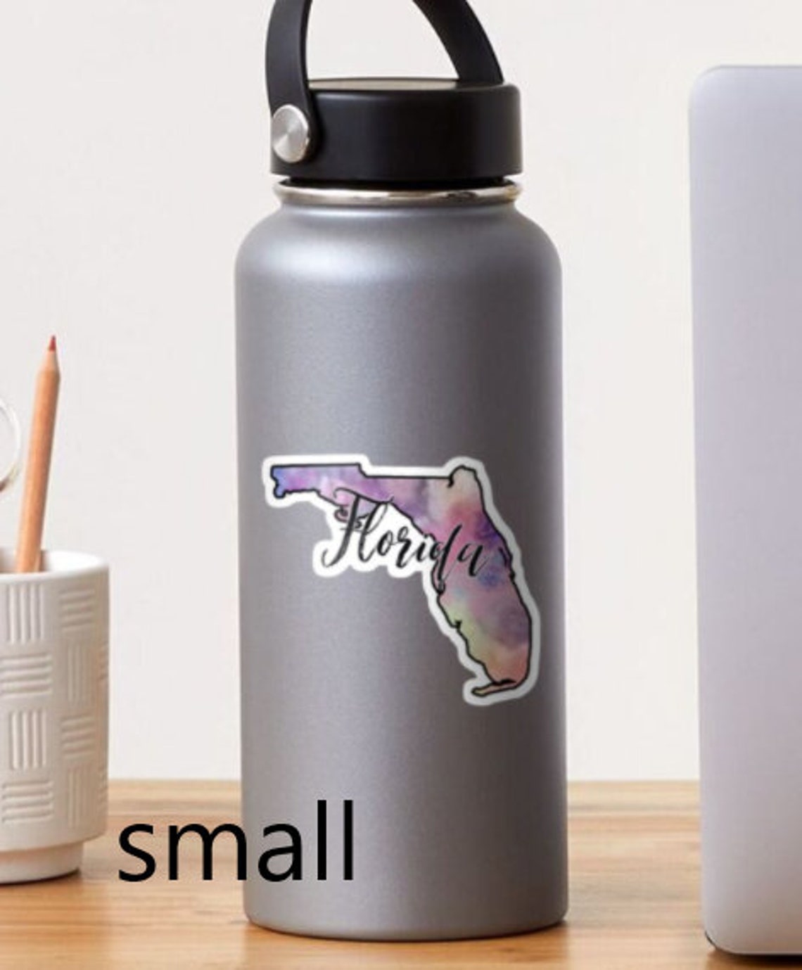 Florida Watercolor and Cursive Lettering Sticker - Etsy