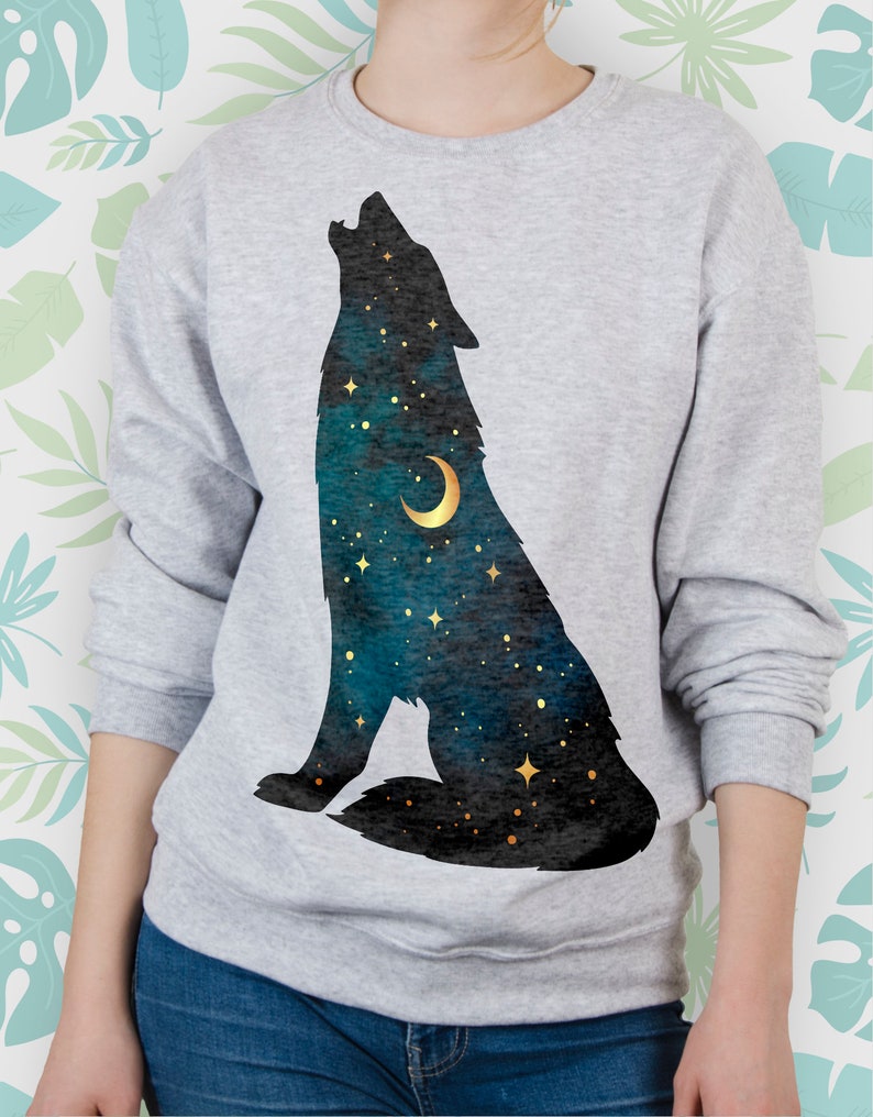 Sweatshirt With Wolf Sweatshirt Animal Sweater With Wolf - Etsy