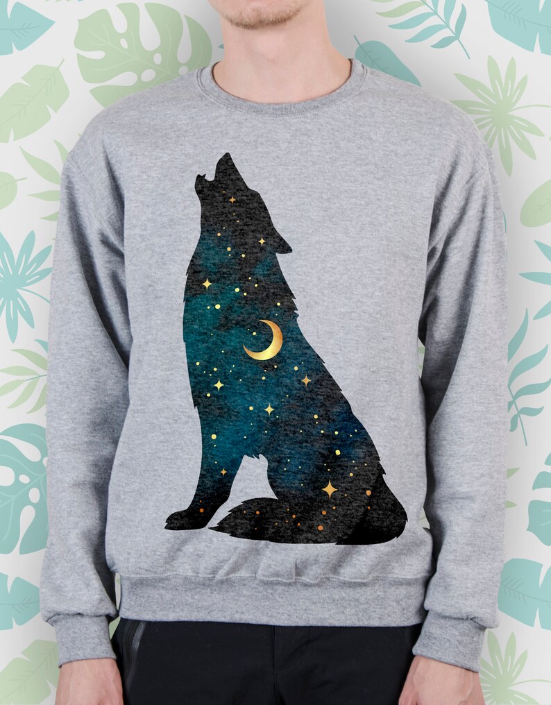 Sweatshirt With Wolf Sweatshirt Animal Sweater With Wolf - Etsy