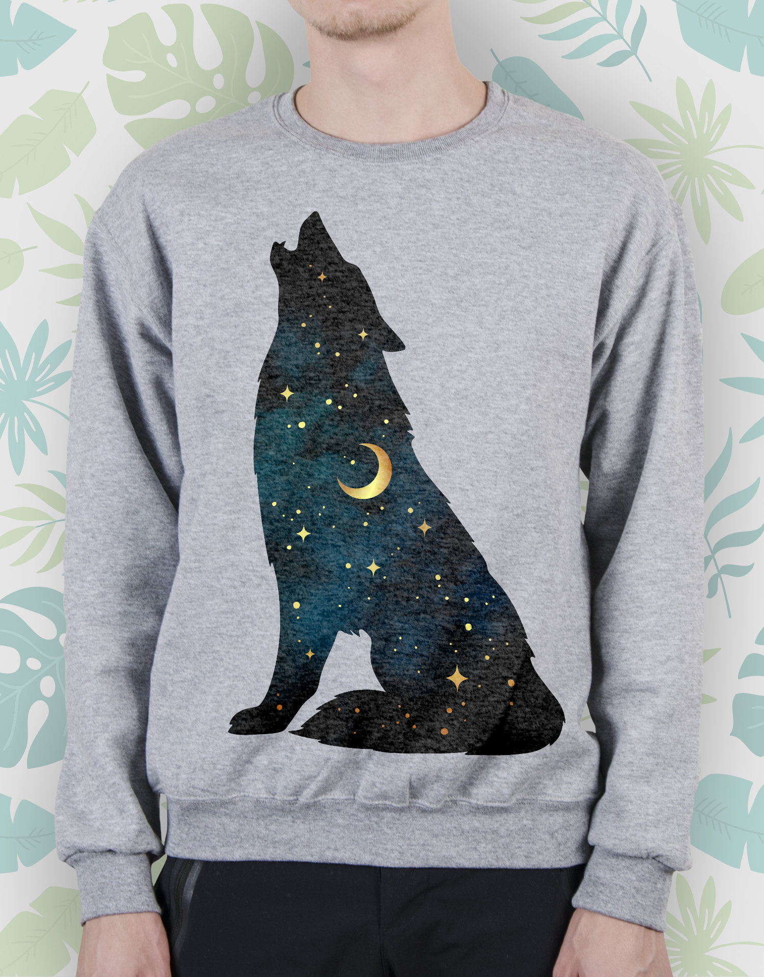 Sweatshirt With Wolf Sweatshirt Animal Sweater With Wolf - Etsy