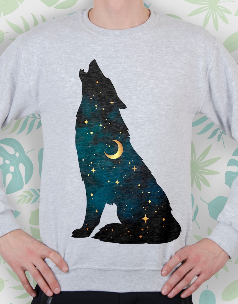 Sweatshirt With Wolf Sweatshirt Animal Sweater With Wolf - Etsy