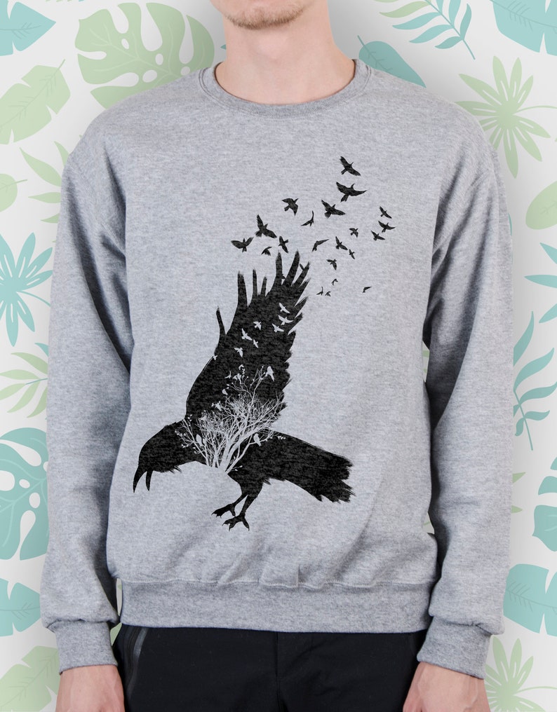 Sweater with bird Sweatshirt bird Sweatshirt men Inspirational | Etsy