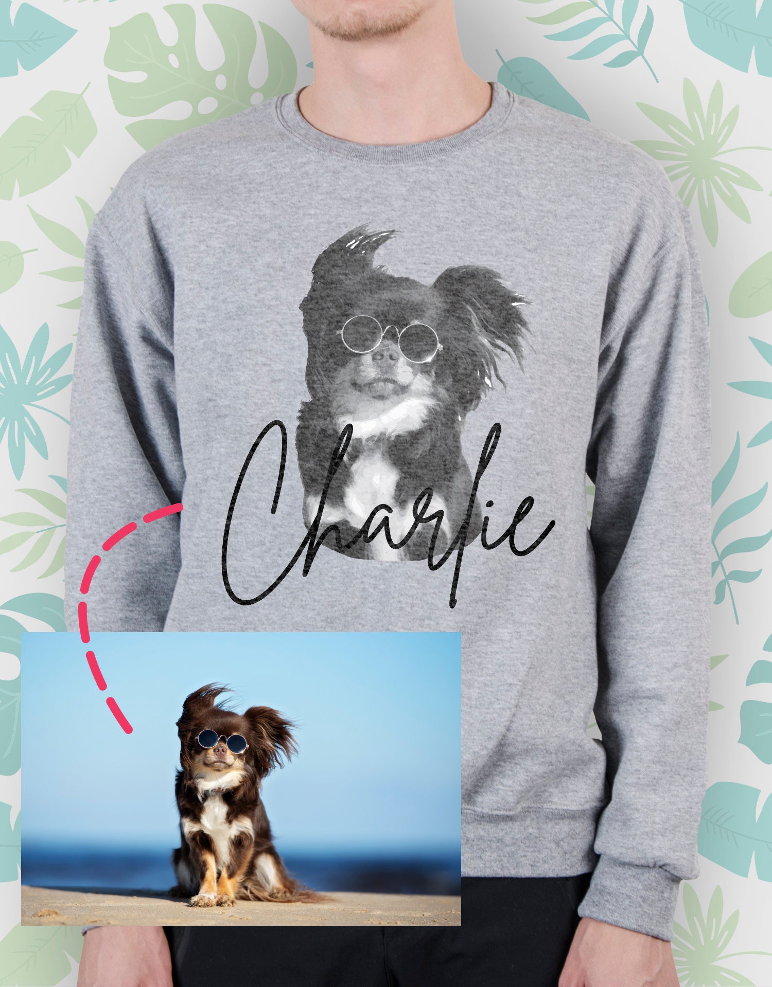 Dog Sweatshirt for Women Men Girl Sweater Custom Design Graphic Raglan ...