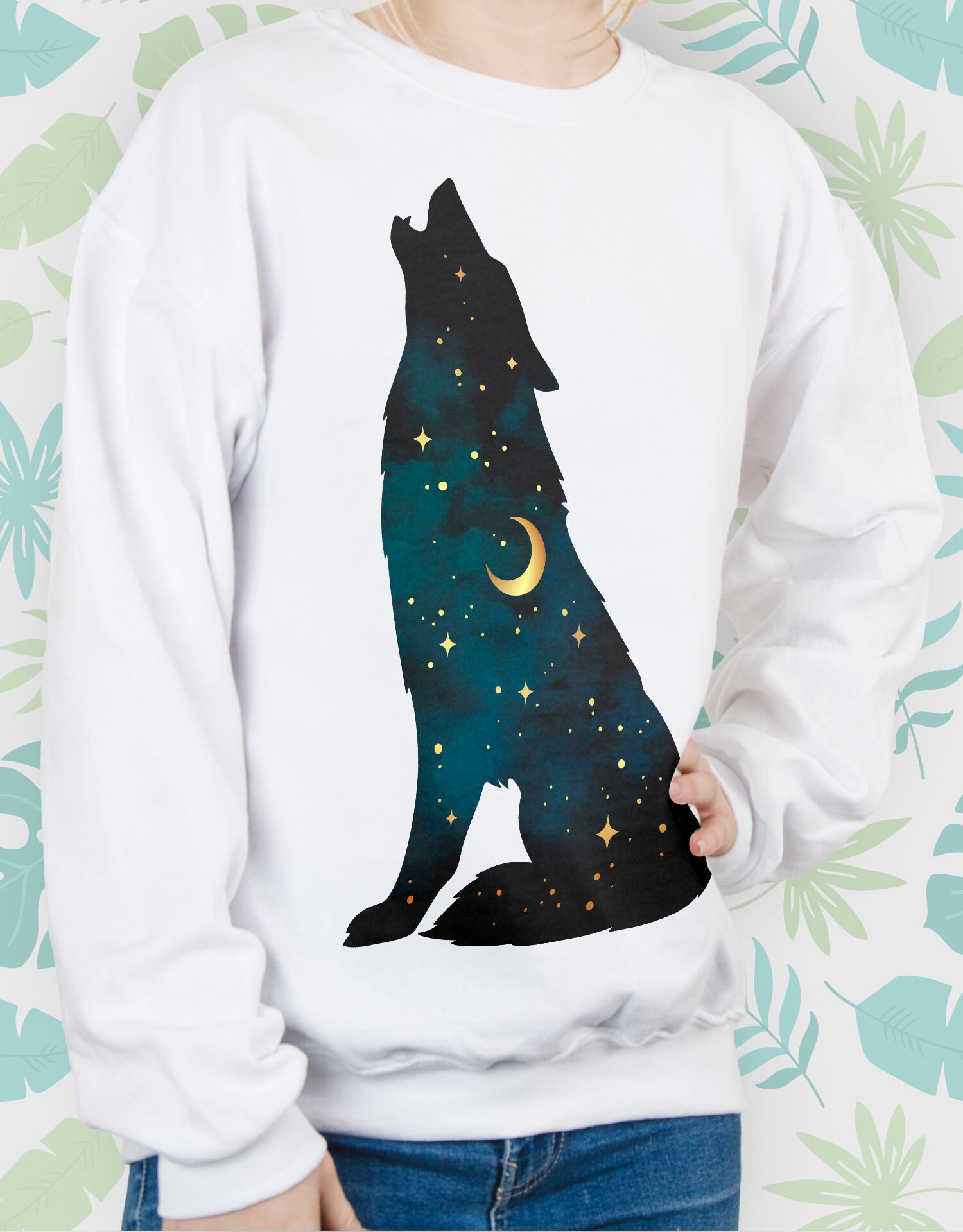 Sweatshirt With Wolf Sweatshirt Animal Sweater With Wolf - Etsy