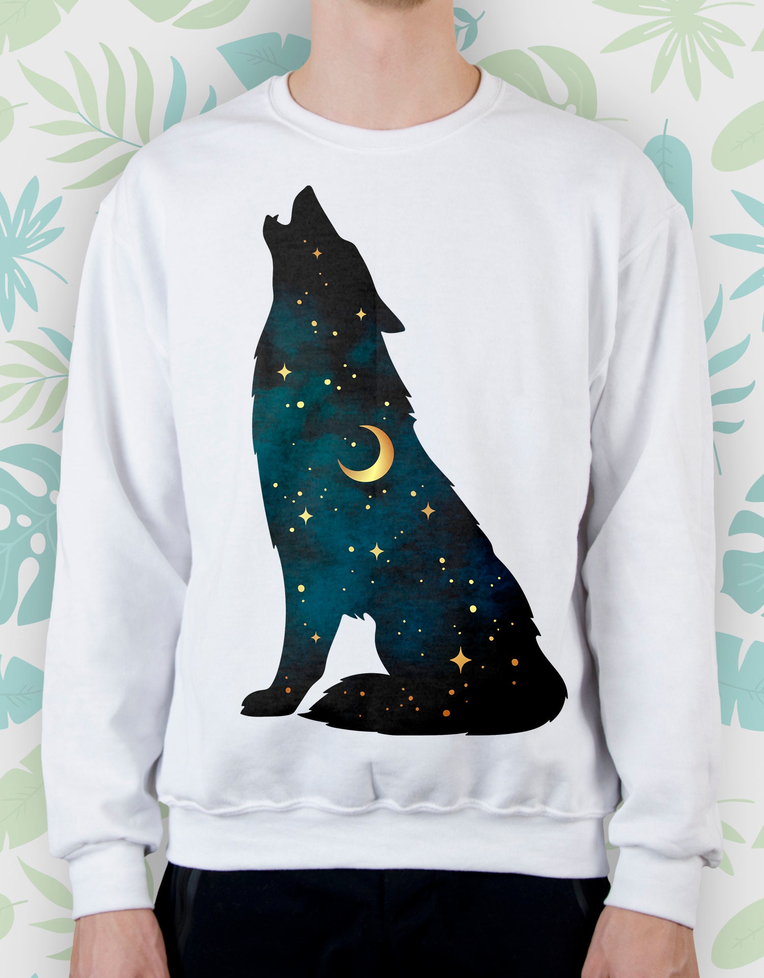 Sweatshirt With Wolf Sweatshirt Animal Sweater With Wolf - Etsy