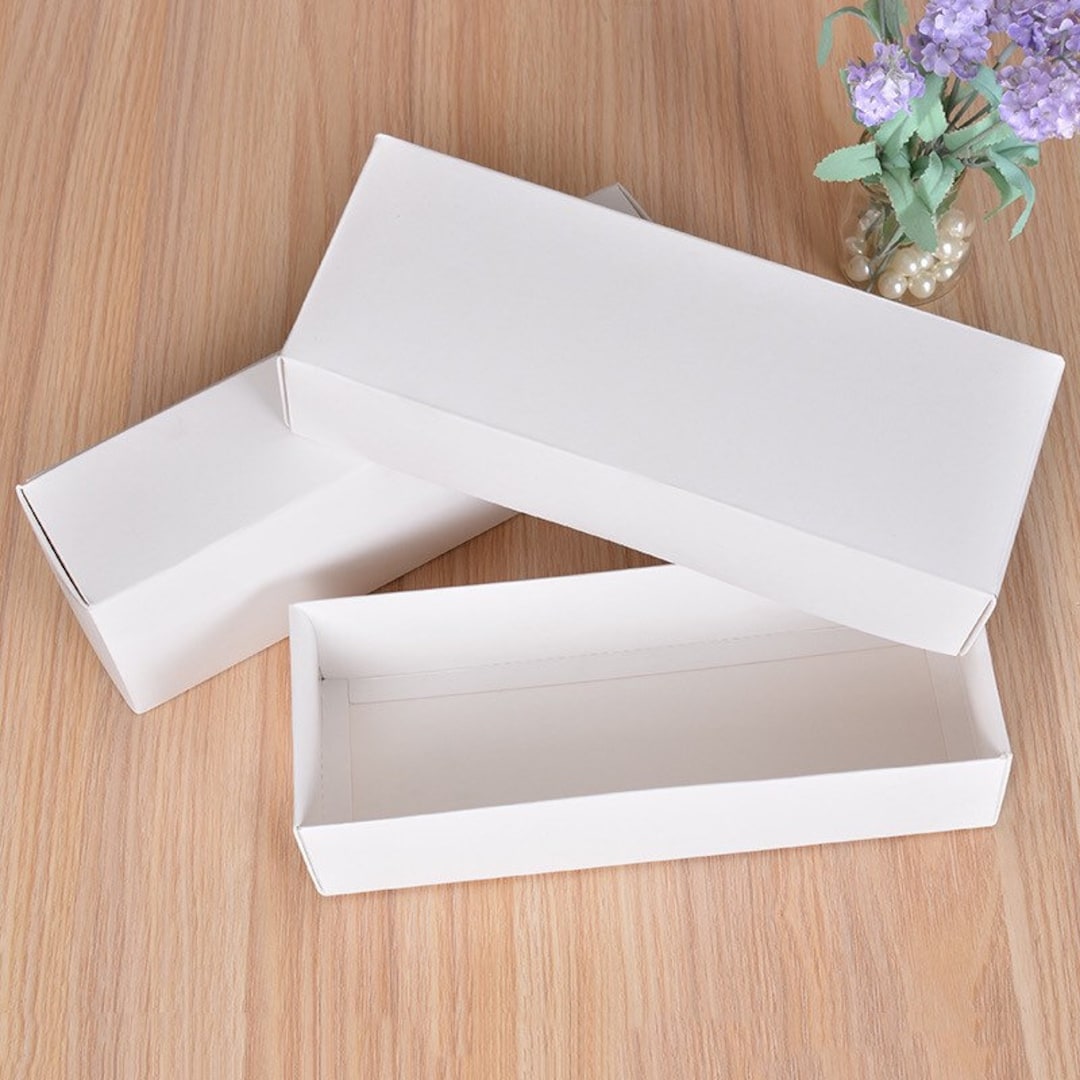 100x Base & Lid 2pcs White Paper Boxes | Necklace Jewellery Soap ...