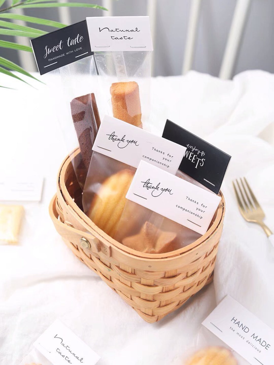 200 Clear Cellophane Bags With Personalized Logo Card | Bake Shop ...