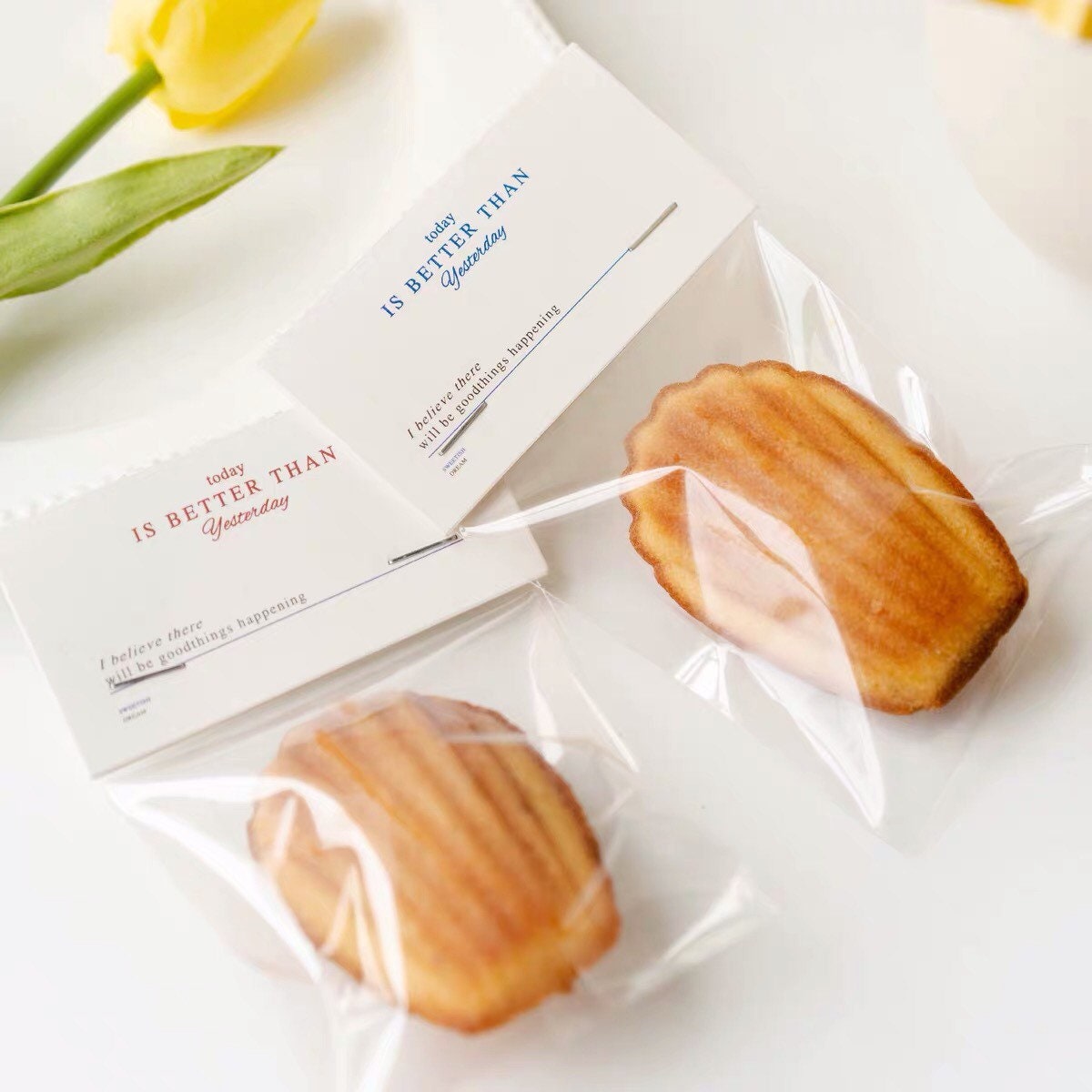 200 Clear Cellophane Bags With Personalized Logo Card | Bake Shop ...