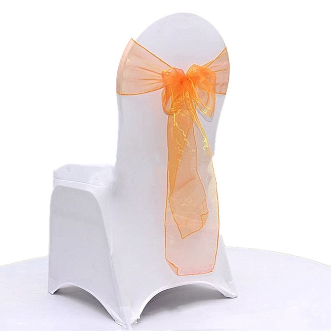25 Orange Organza Chair Sashes Chair Bows Ties Ribbons Engagement ...