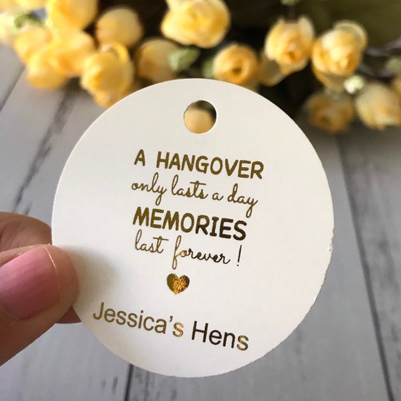 100x Personalised Hens Party Hangover Kit Favor Tags Rose | Etsy
